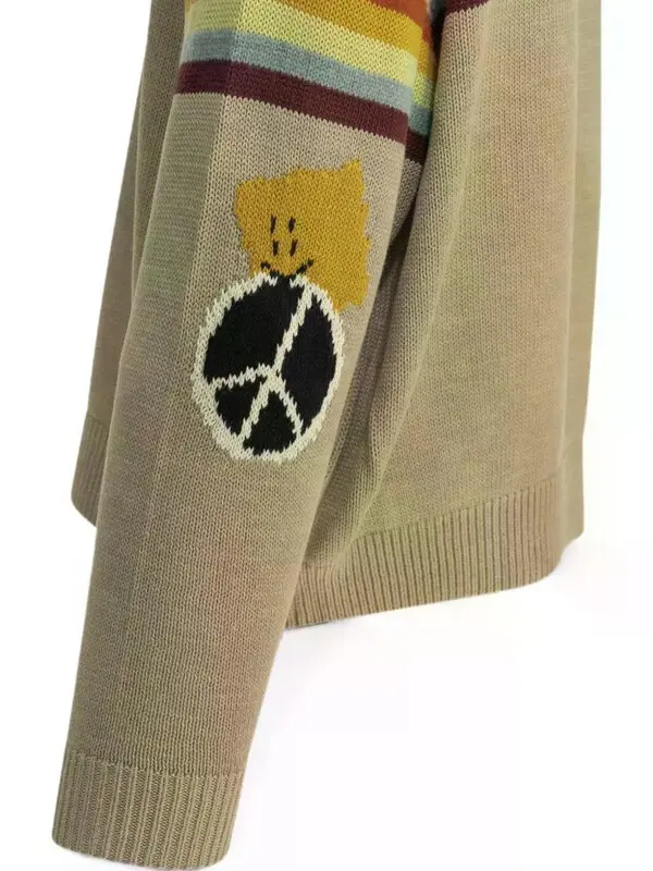 Kapital Striped Peace-sign Sweater - Neutrals