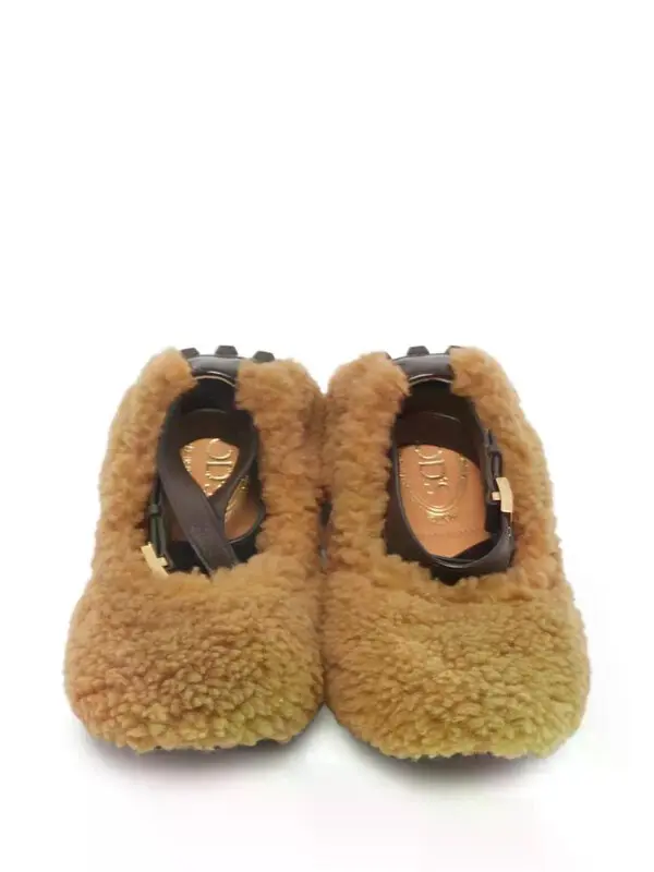 TOD'S Shearling Ankle-strap Ballet Flats
