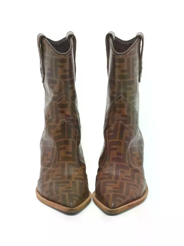 Fendi Zucca Pointed Toe Ankle Boots