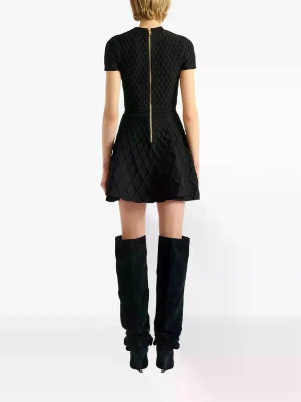 Balmain Flared Knit Dress - Black