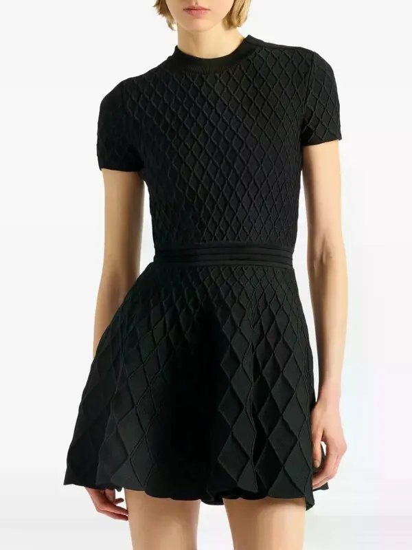 Balmain Flared Knit Dress - Black