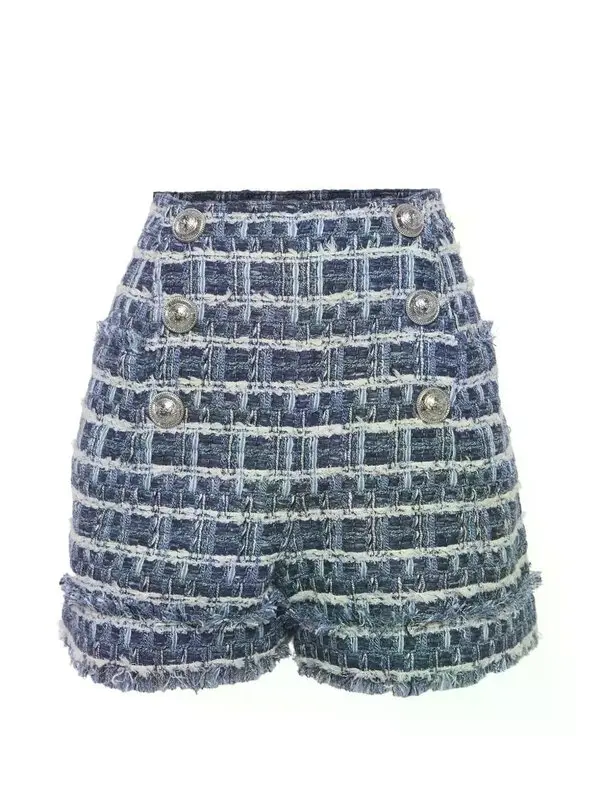 Balmain High-waisted Tweed Shorts With Decorative Buttons