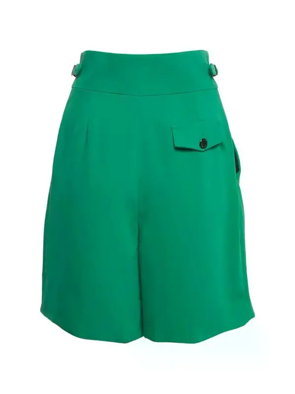 Emporio Armani Pleated Crepe Shorts With Buckled Side Tabs - Green