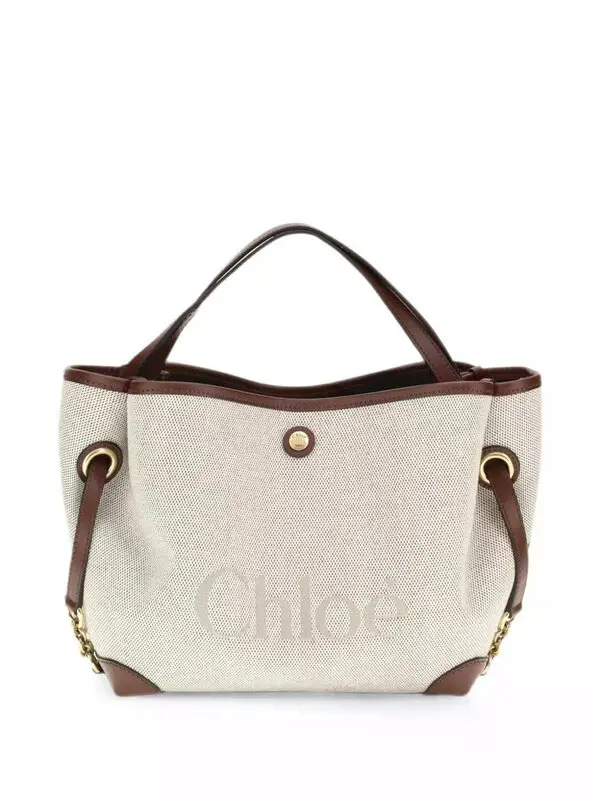 Chloé Logo Print Tote Bag - Neutrals