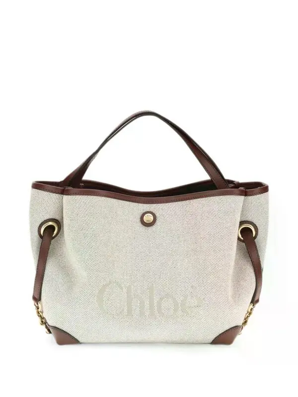 Chloé Logo Print Tote Bag - Neutrals