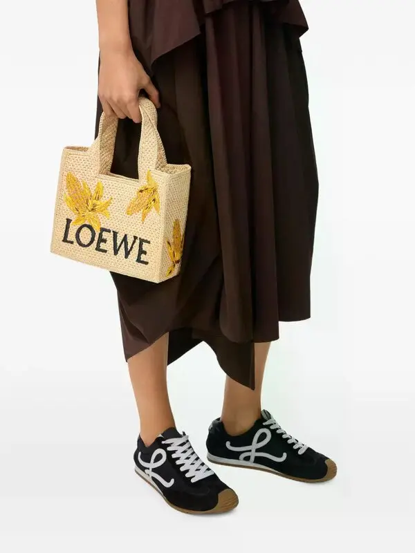 Loewe Small Logo-embroidered Woven Tote Bag - Neutrals