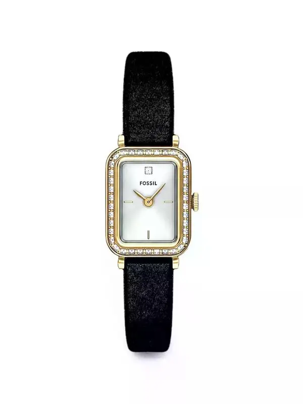 Fossil Raquel Rectangular Watch With Crystal-embellished Bezel - Silver