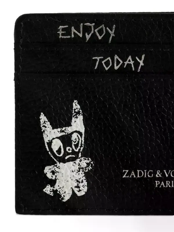 Zadig&Voltaire Graffiti-print Leather Cardholder