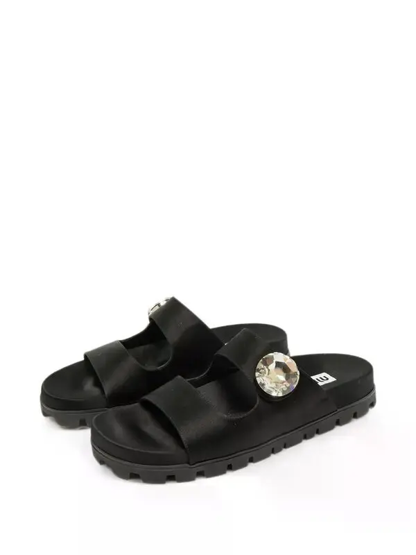 Miu Miu Satin Crystal Embellished Flat Sandals