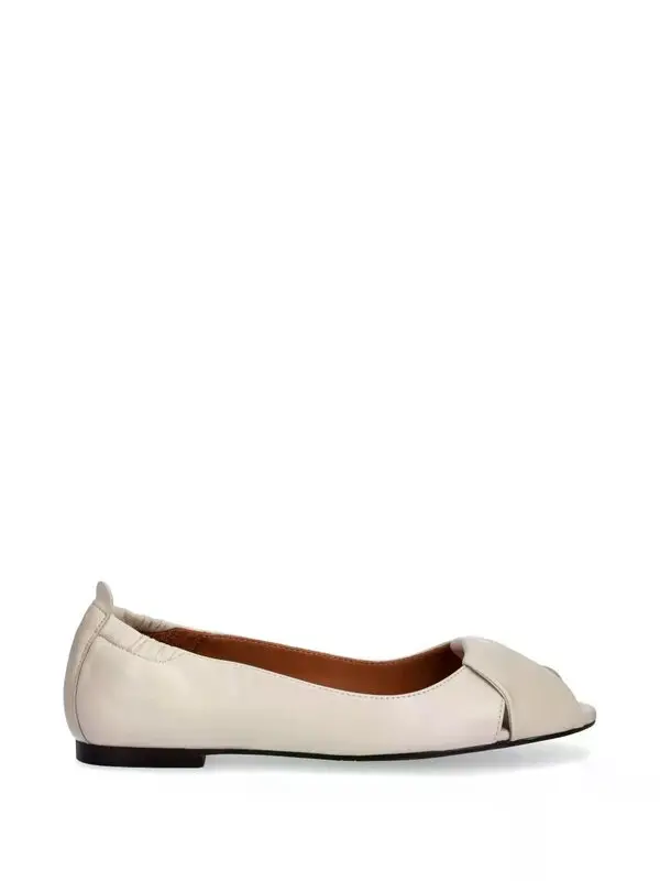 BILLI BI Crossover Peep-toe Ballet Flats - Neutrals