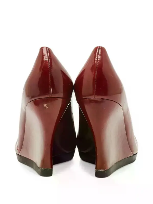 FERRAGAMO Patent Leather Vara Bow Wedge Pumps