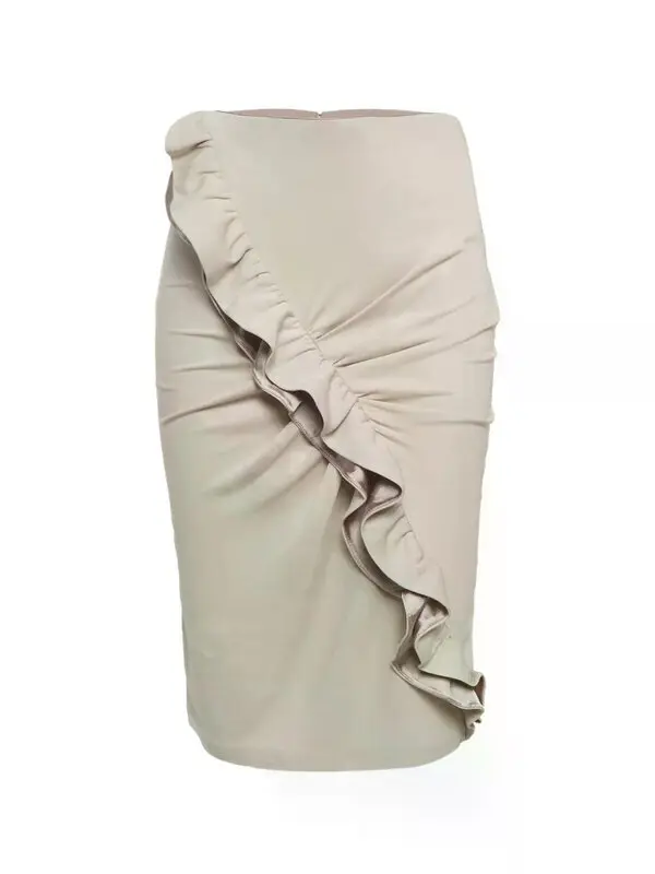 Emporio Armani Ruffle Detail Pencil Midi Skirt - Neutrals