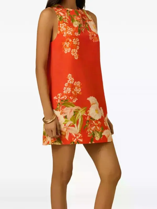 Hemant & Nandita Orange Floral Print Sleeveless Dress - Red