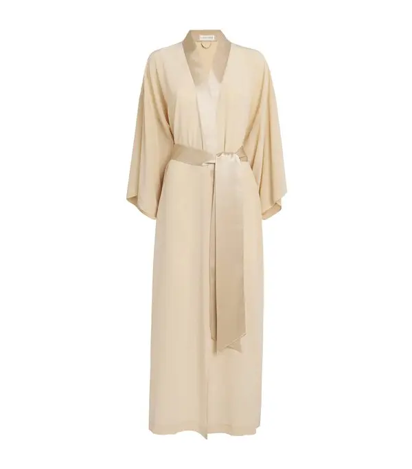 Olivia Von Halle Silk Queenie Long Robe - Beige