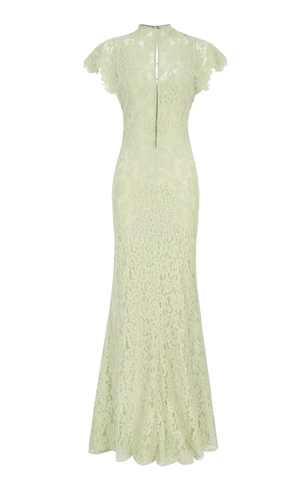 DE LA VALI Laia Lace Cutout Maxi Dress - Green