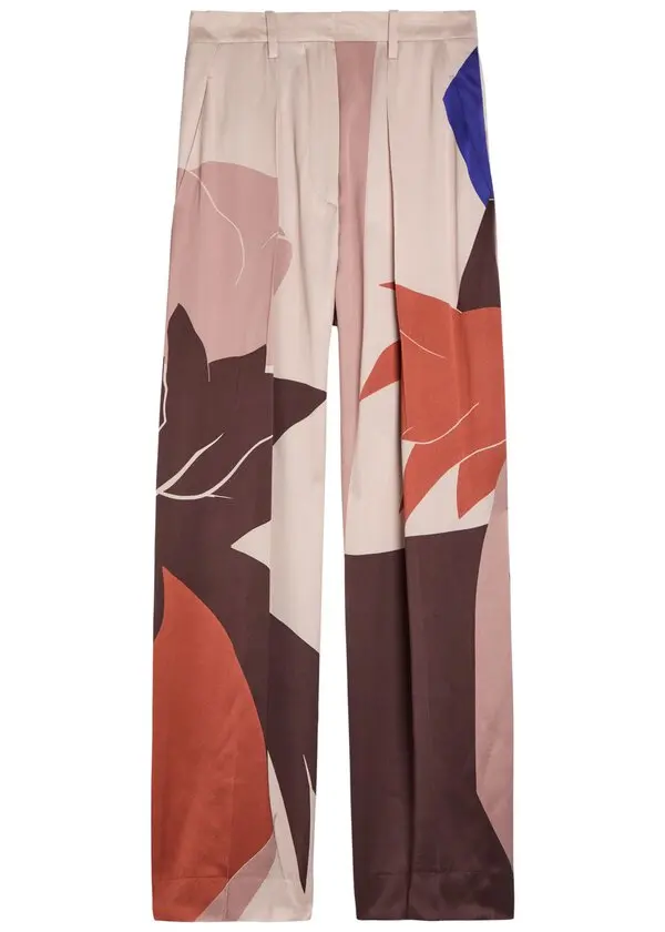 Victoria Beckham Cecilia Printed Satin Trousers - Pink
