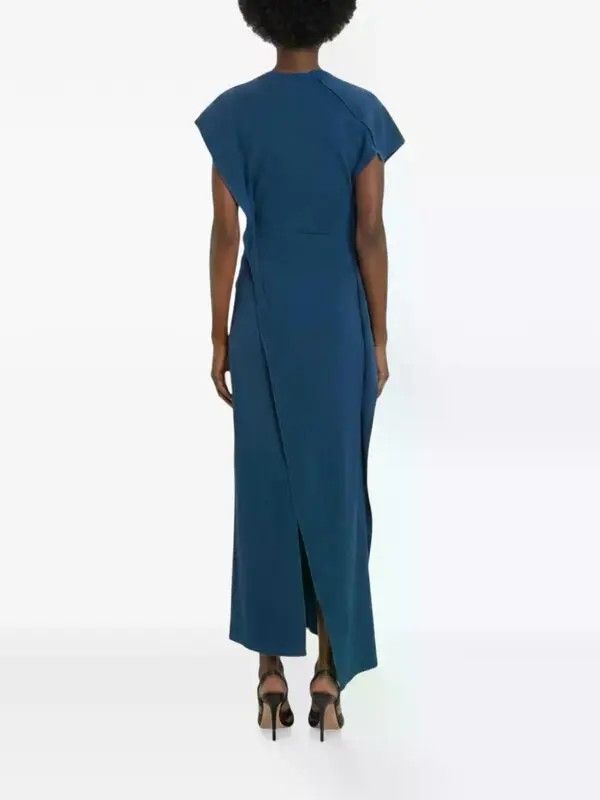 Victoria Beckham Asymmetric V-neck Midi Dress