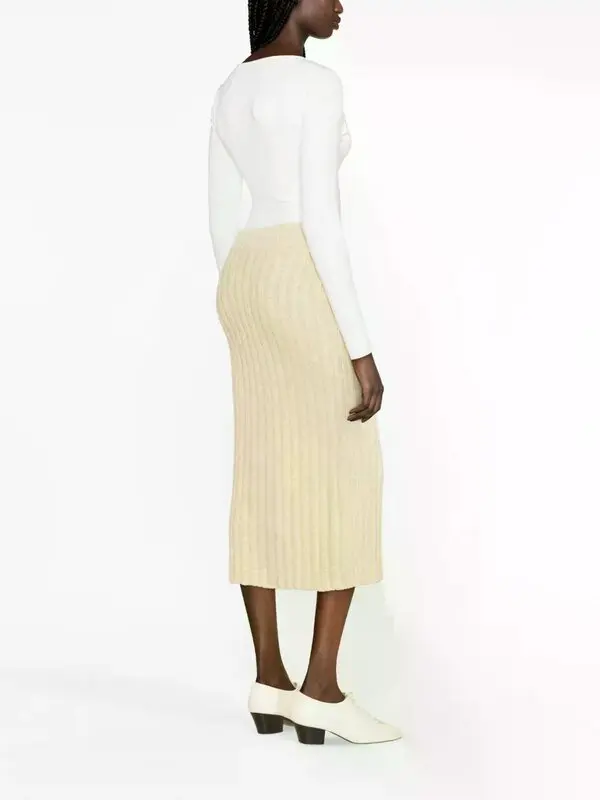 JIL SANDER Ribbed-knit Wool Midi Skirt