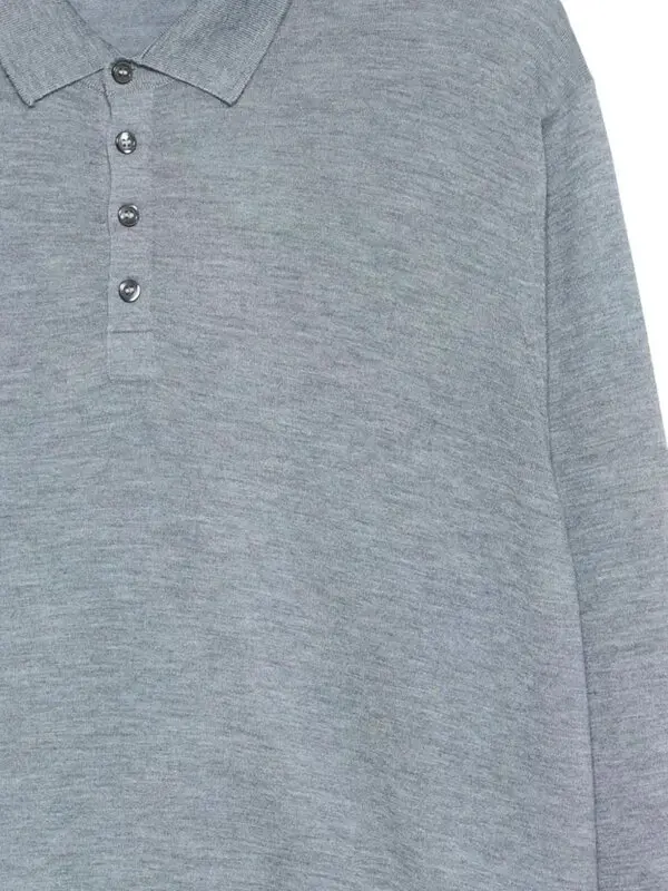 GRAN SASSO Buttoned Long-sleeve Polo Shirt - Grey