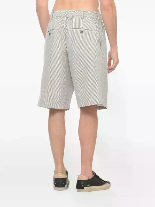 MYTHS Striped Cotton Shorts With Elasticated Waistband