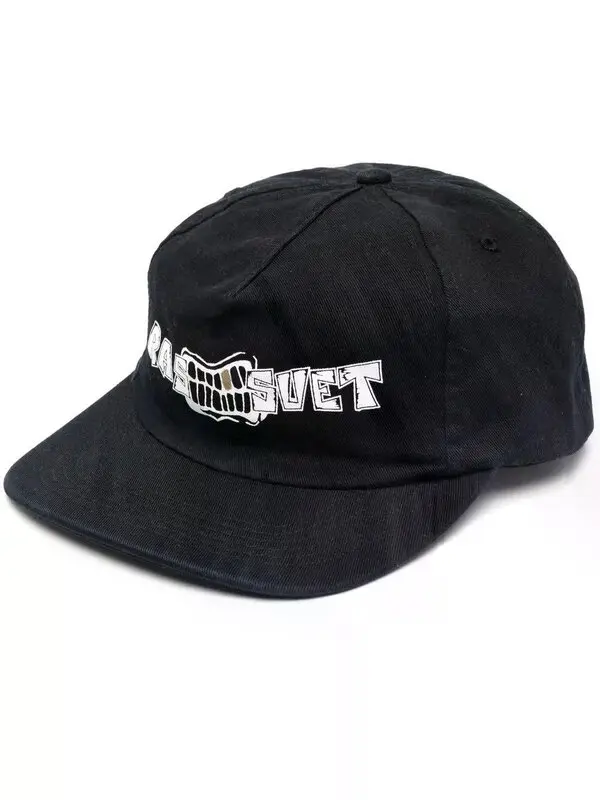 RASSVET Motif Print Snapback Cap - Black