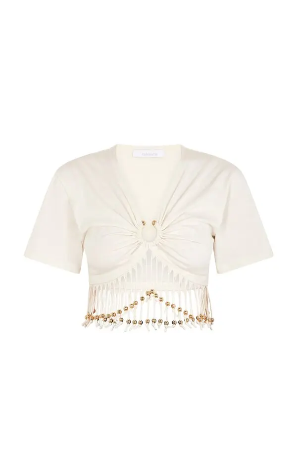 Rabanne Beaded Cotton T-shirt - Ivory