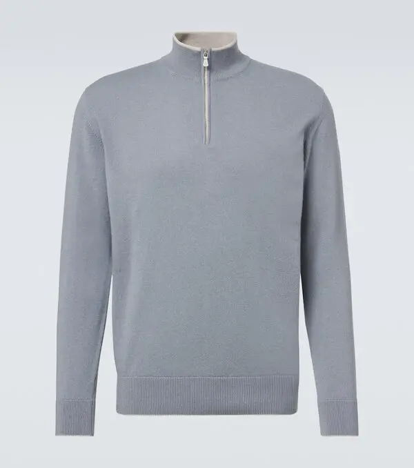 Eleventy Cashmere Half-zip Sweater - Blue
