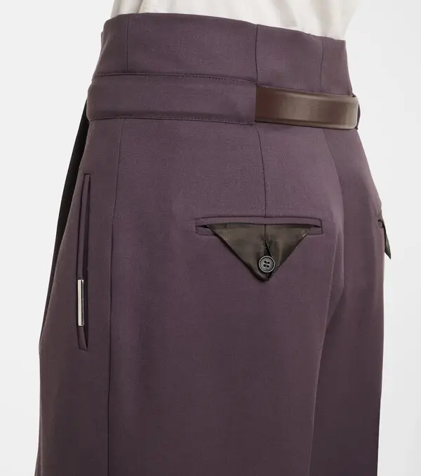 Attico Pleated Virgin Wool Wide-leg Trousers