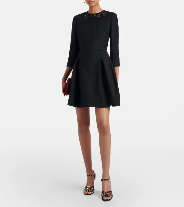 Valentino Garavani Crepe Couture Embellished Mini Dress