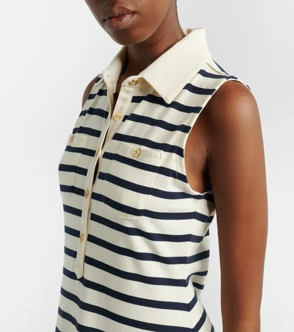 FRAME Sea Breeze Striped Cotton Polo Dress
