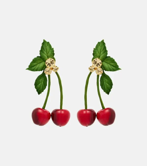 JENNIFER BEHR Embellished Cherry Drop Earrings - Red