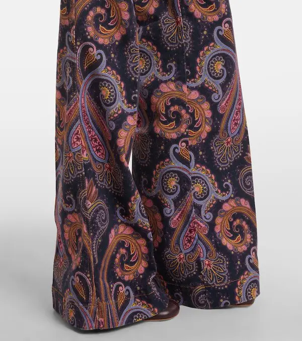 Etro Paisley Cotton-blend Flared Trousers