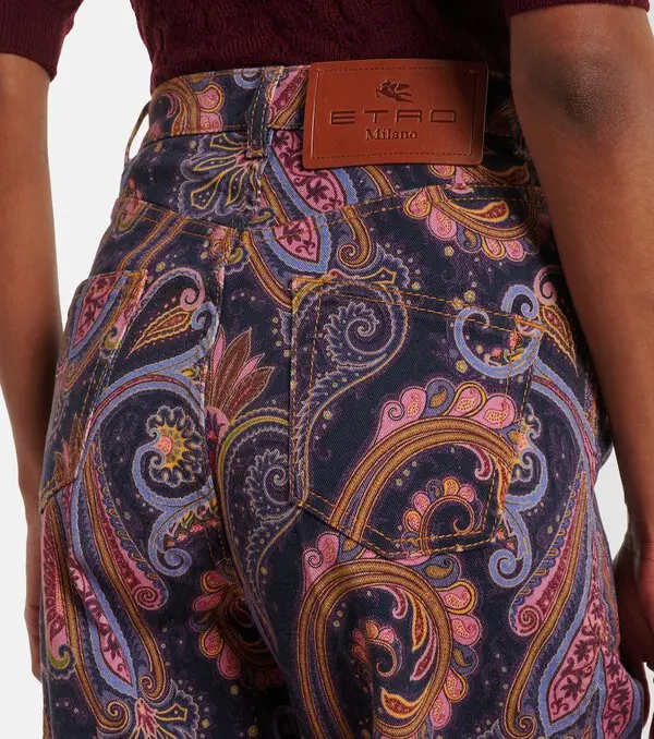 Etro Paisley Cotton-blend Flared Trousers