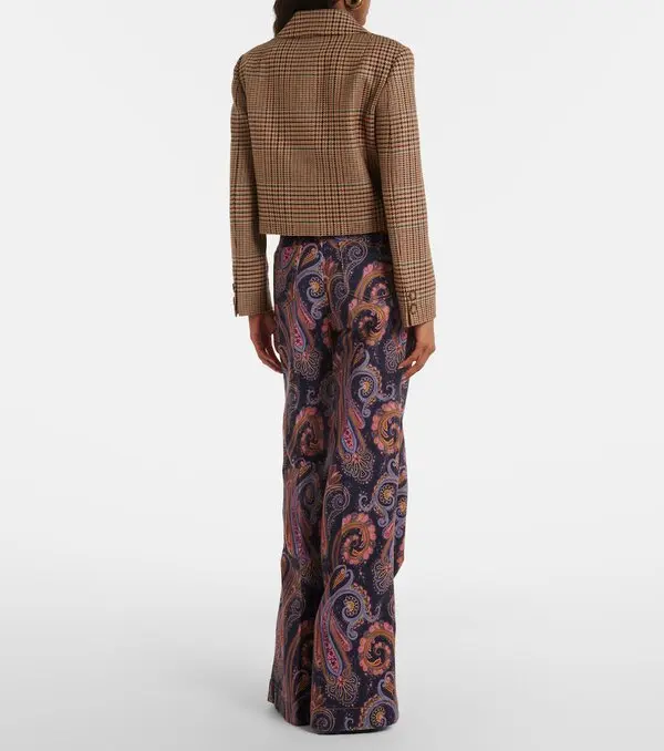 Etro Paisley Cotton-blend Flared Trousers