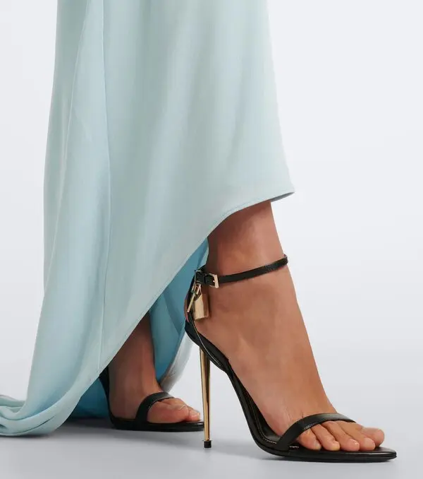TOM FORD Padlock Leather Stiletto Sandals - Black
