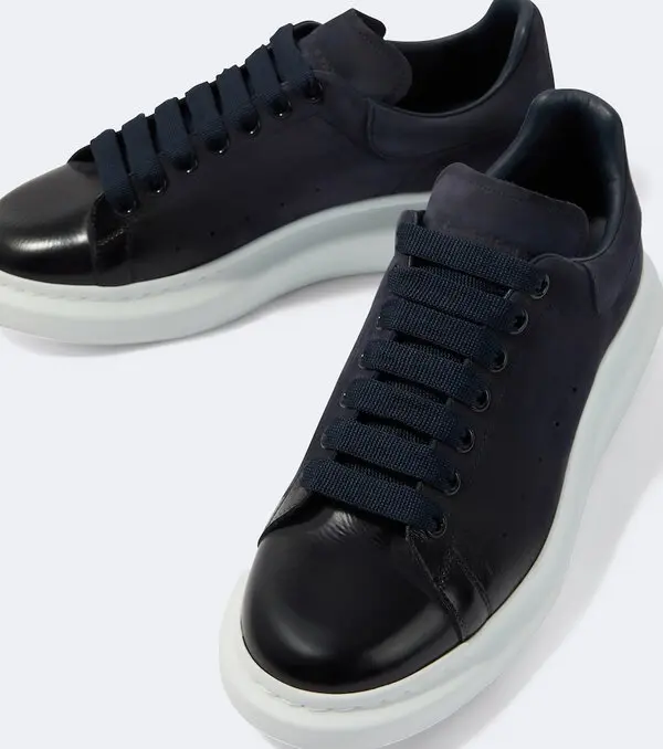 Alexander McQueen Oversized Suede-trimmed Leather Sneakers - Blue
