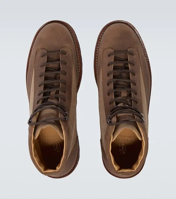 Brunello Cucinelli Suede-trimmed Lace-up Boots