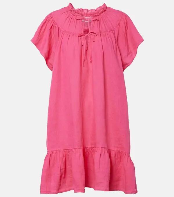 Velvet By Graham & Spencer Livvy Tiered Linen Minidress - Pink