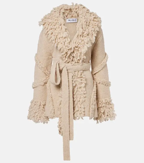 Attico Fringed Wool And Cashmere-blend Cardigan - Beige