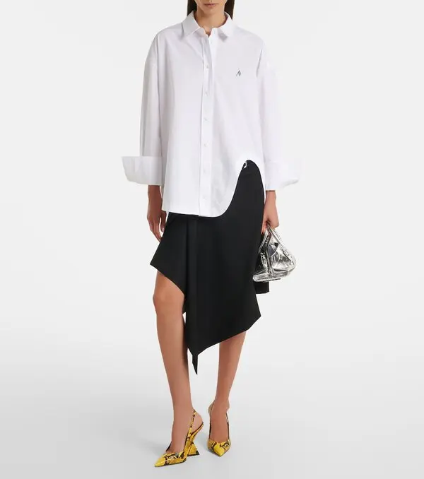 Attico Asymmetric Virgin Wool Wrap Skirt