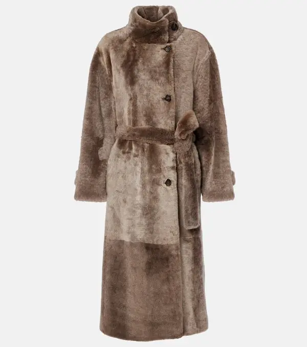 Brunello Cucinelli Shearling Wrap Coat