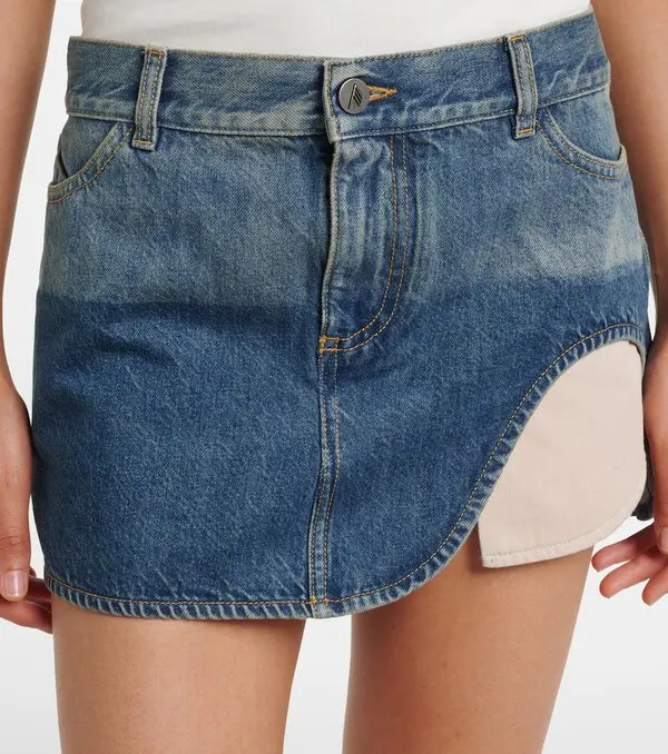 Attico Denim Miniskirt With Cutout Detail