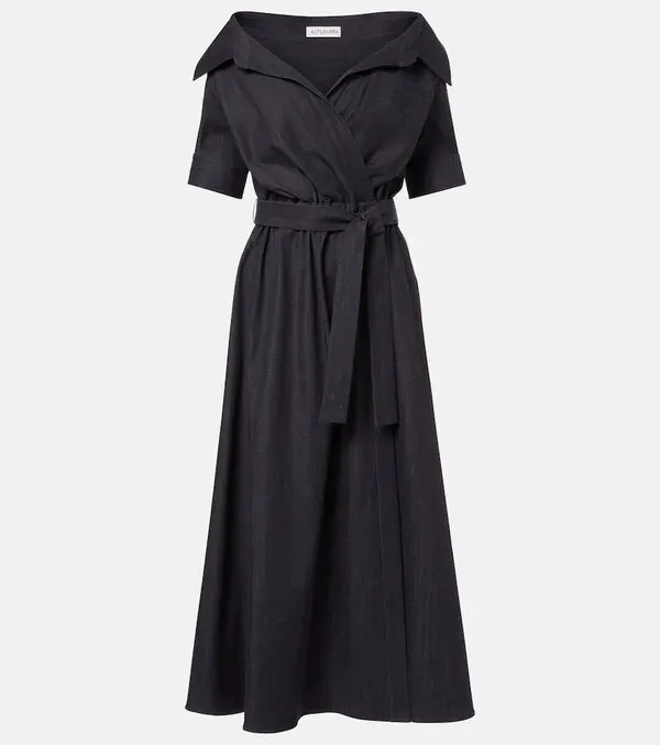 Altuzarra Lydia Wrapped Denim Midi Dress - Blue