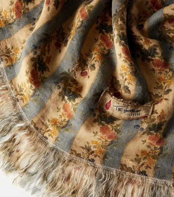 THE HOUSE OF LYRIA Tormento Floral Striped Linen Tablecloth - Multicoloured