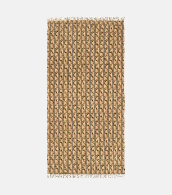 THE HOUSE OF LYRIA Tormento Floral Striped Linen Tablecloth - Multicoloured