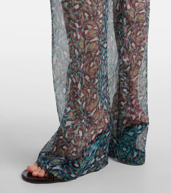 Dries Van Noten Printed Sheer Silk Wide-leg Trousers