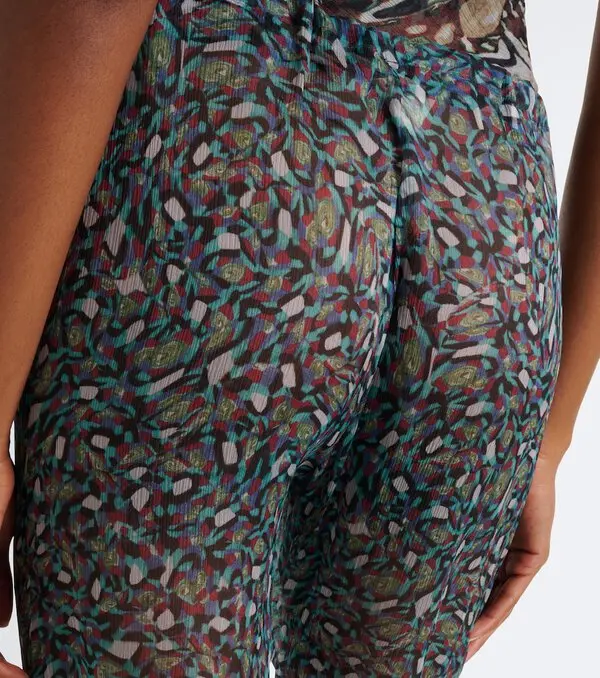 Dries Van Noten Printed Sheer Silk Wide-leg Trousers
