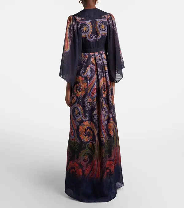 Etro Paisley Print V-neck Maxi Dress