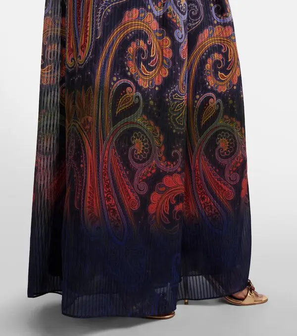 Etro Paisley Print V-neck Maxi Dress