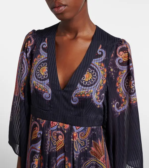 Etro Paisley Print V-neck Maxi Dress